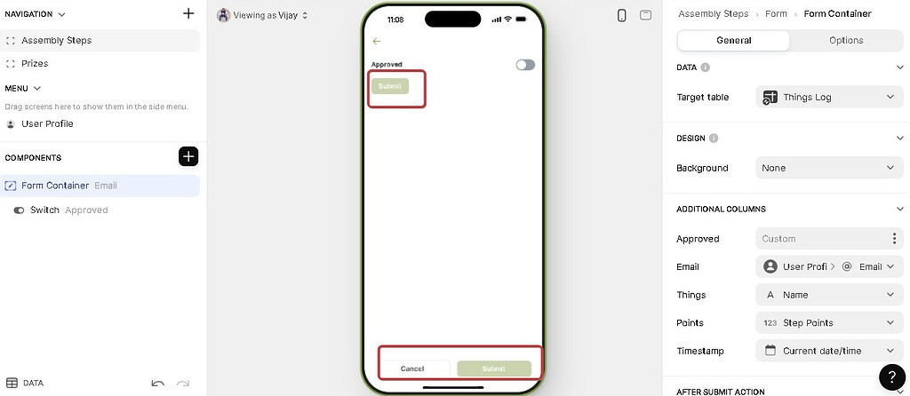 How Hide Submit Button From Form Container Ask For Help Glide Community