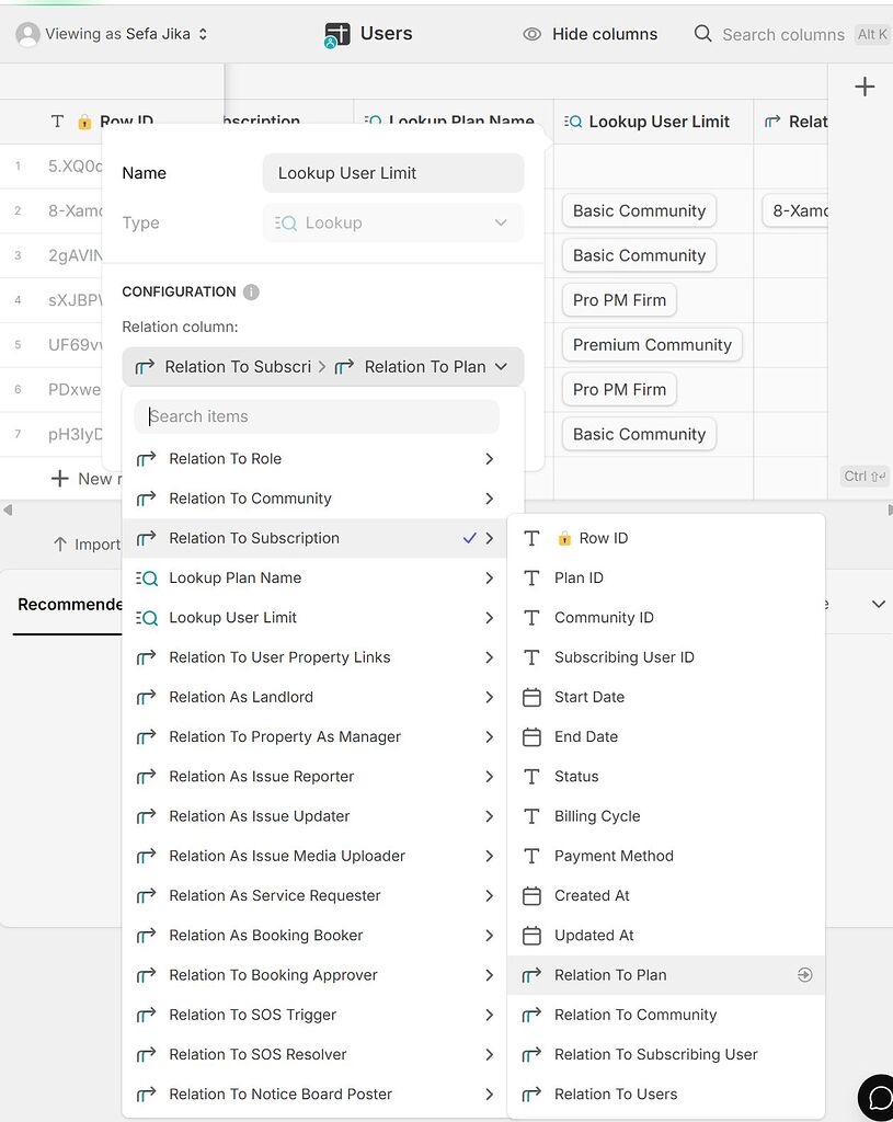 Can't see inline column list when trying to do a lookup - Ask for Help - Glide Community