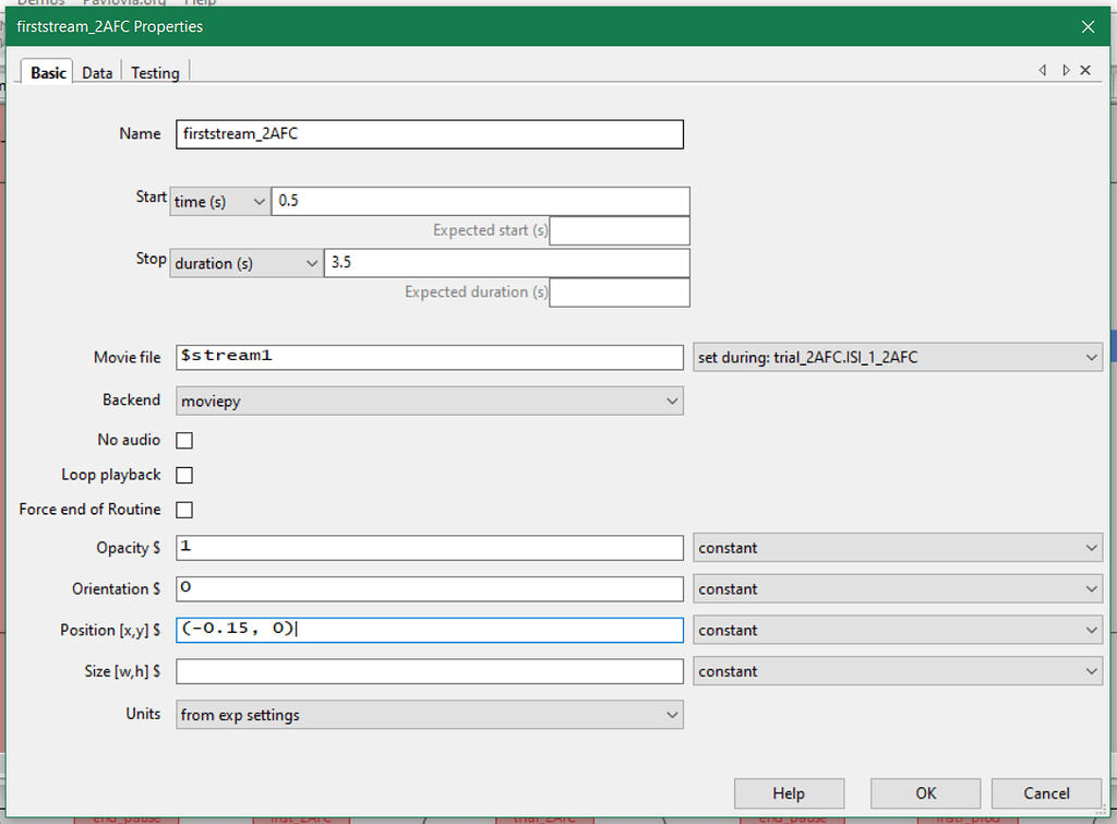 Unable to change movie stimulus position - Builder - PsychoPy