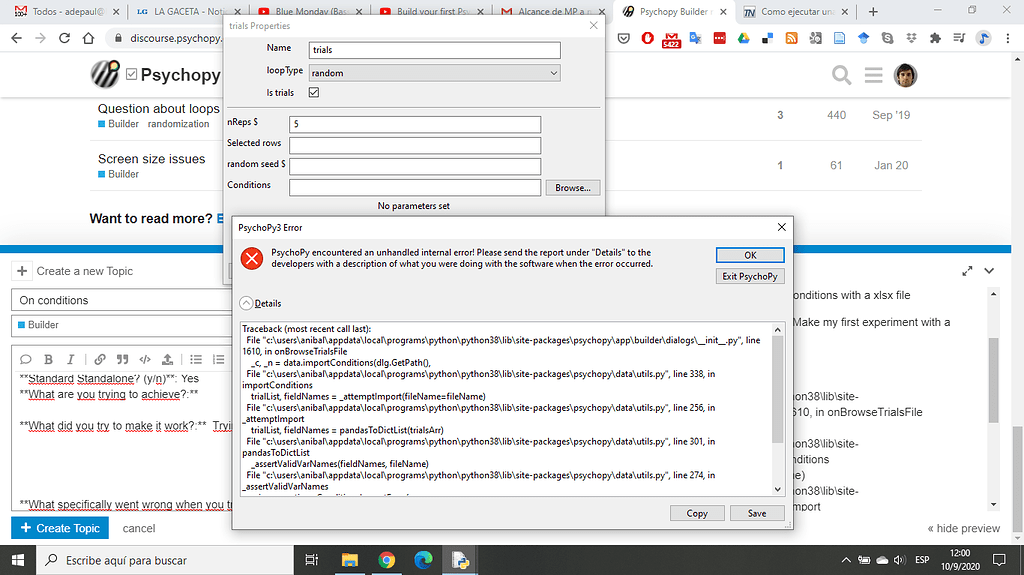 On including conditions - Builder - PsychoPy