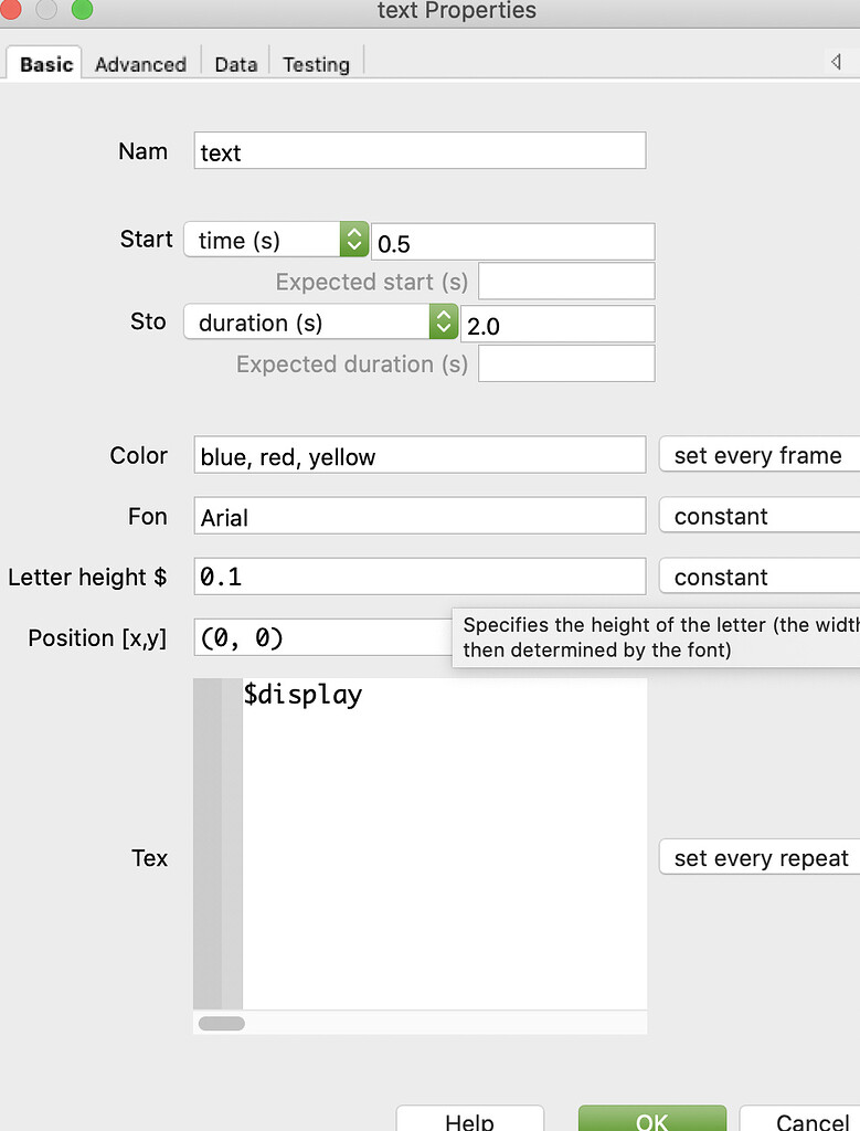 How to randomize stimuli color in Flanker task - Builder - PsychoPy