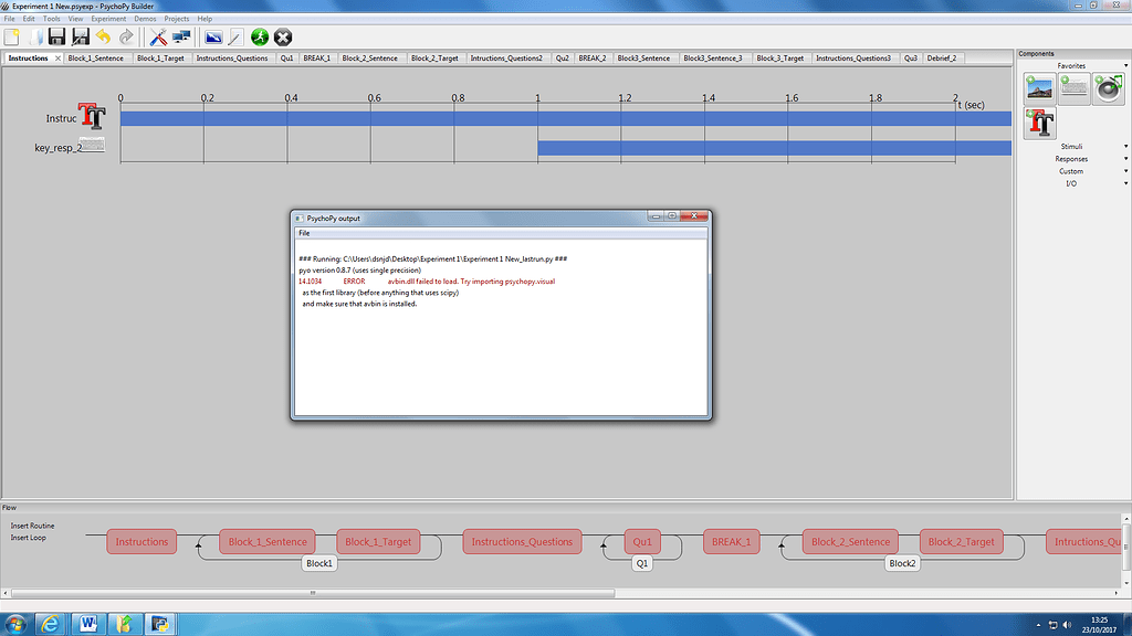 PsychoPy 1.84.2 crashes in previously-running script - Builder - PsychoPy