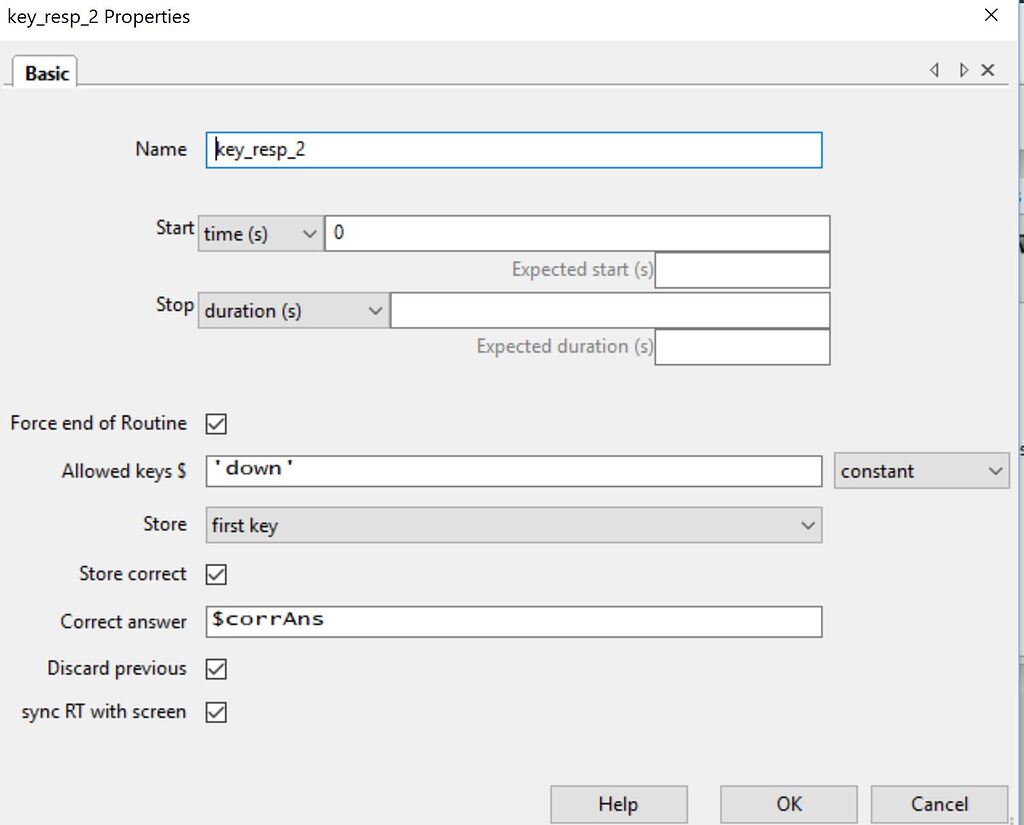 Response key error - Builder - PsychoPy