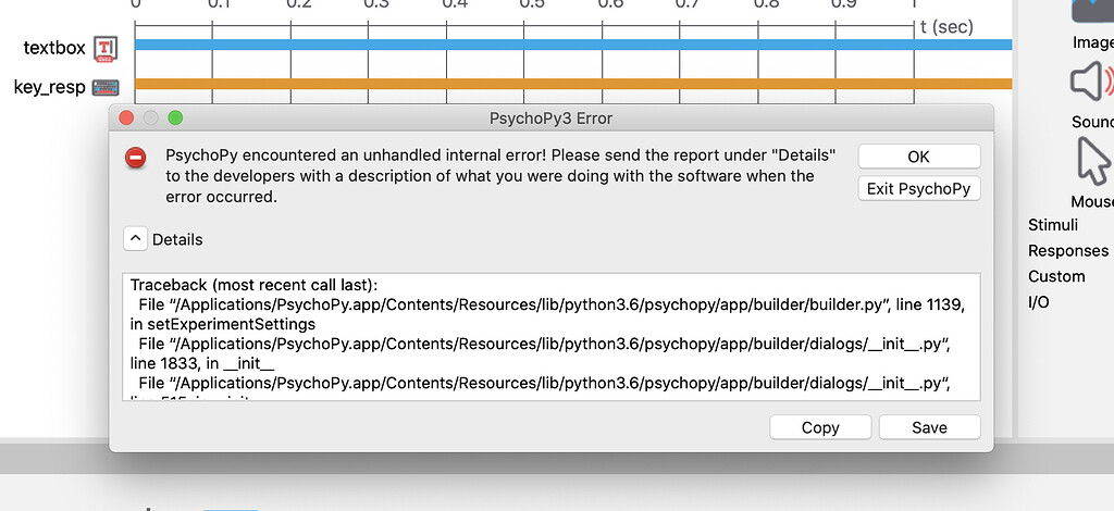 Keep receiving the warning message of 'Pychopy 3 error' - Builder ...