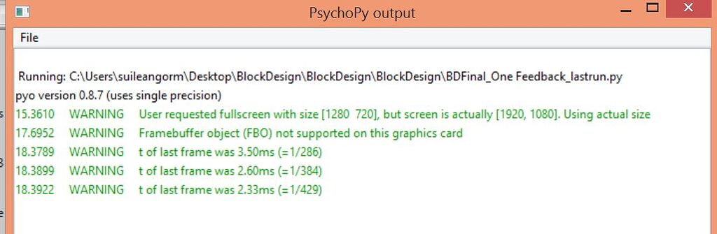 Experiment screen no longer correct - seems as though resolution or ...