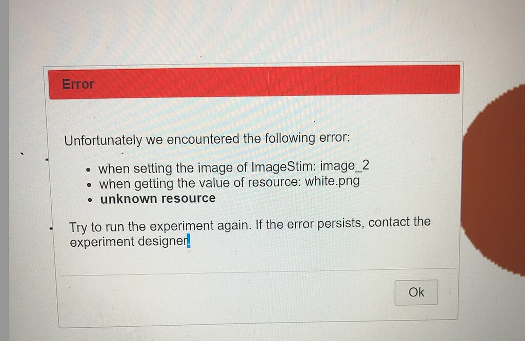 Error when piloting online: when getting the value of resource - Online experiments - PsychoPy