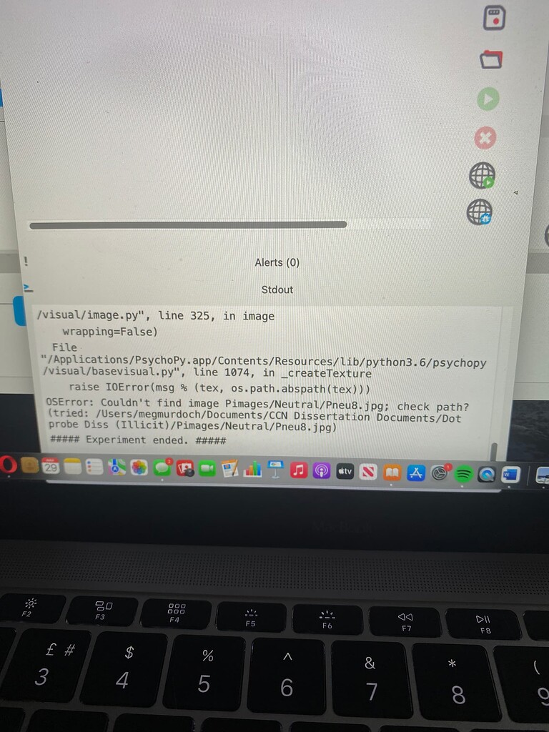 Dot Probe task- path error - Builder - PsychoPy