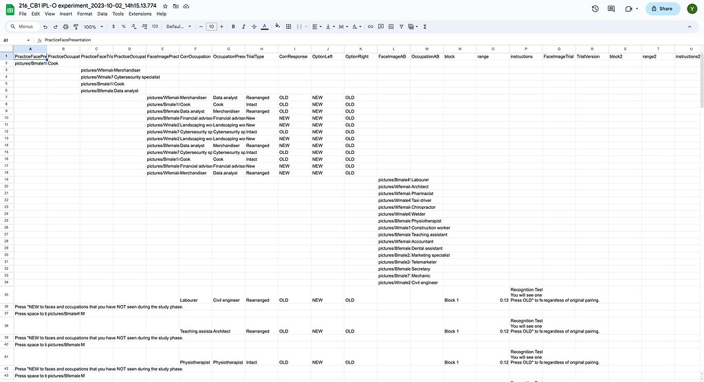 Help with messy data output on excel - Builder - PsychoPy