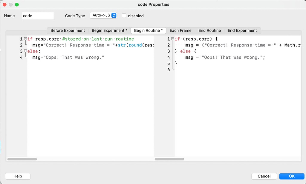 Rounding RT feedback not working in Pavlovia/JS - Builder - PsychoPy