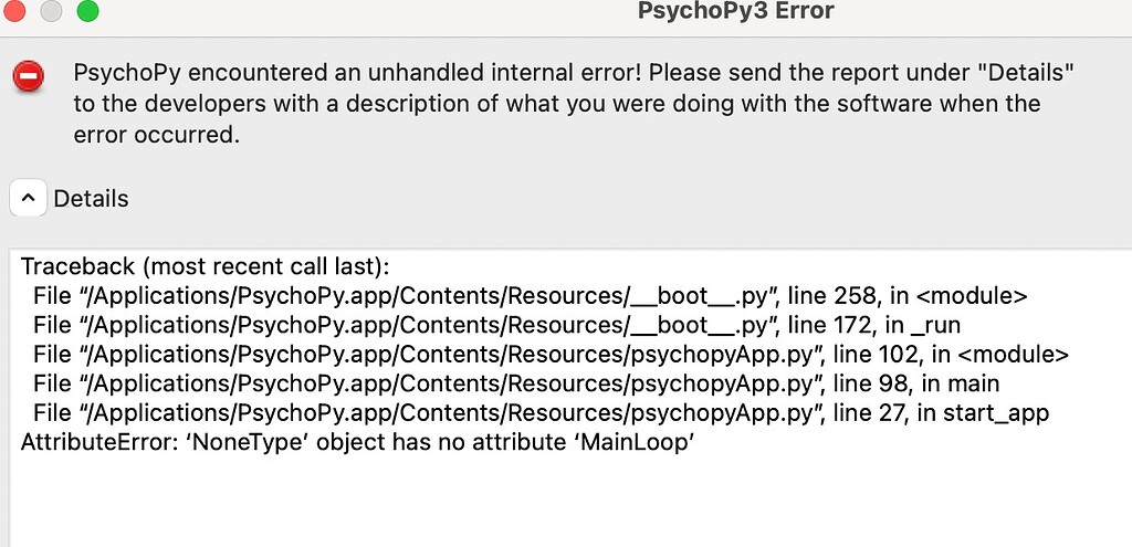 Running problems with Psychopy - Other - PsychoPy