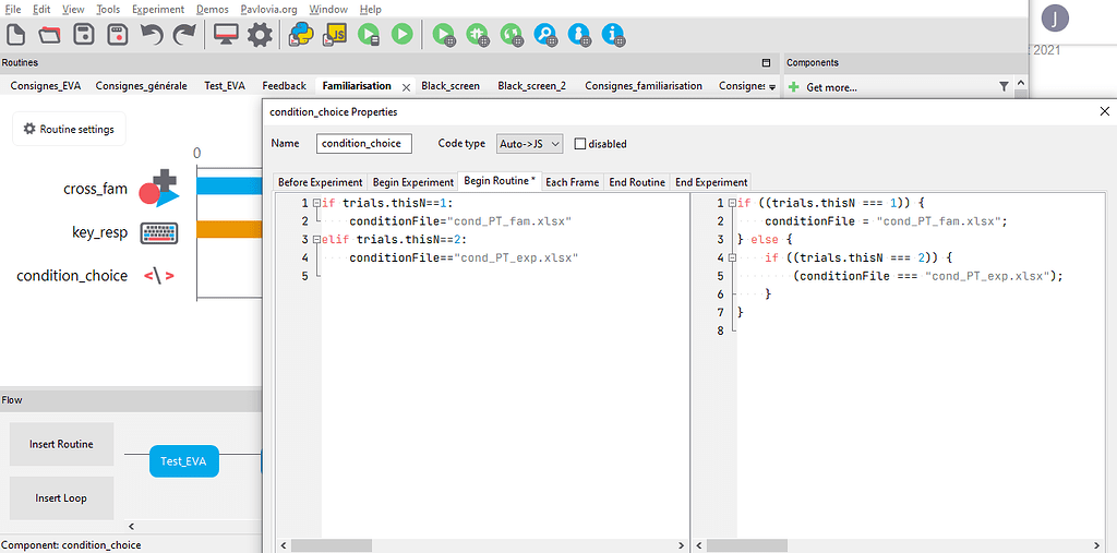 Different condition file in one loop - Builder - PsychoPy