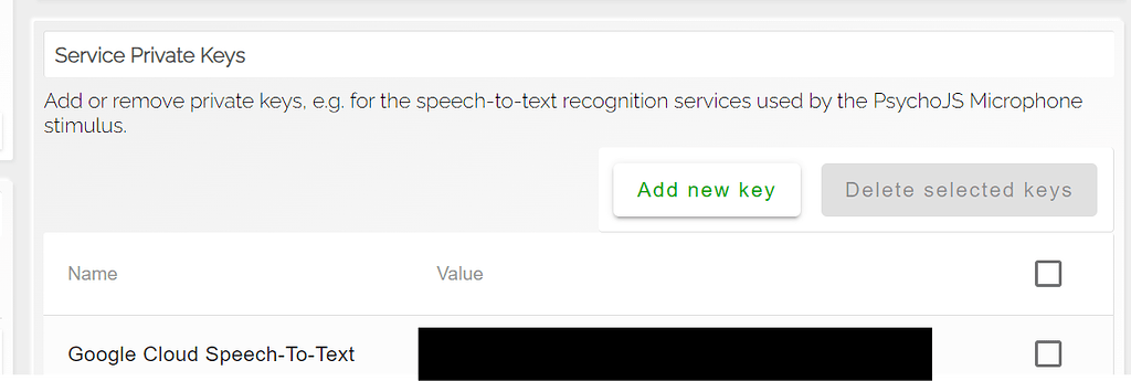 Speech-to-Text API key on Pavlovia - Online experiments - PsychoPy