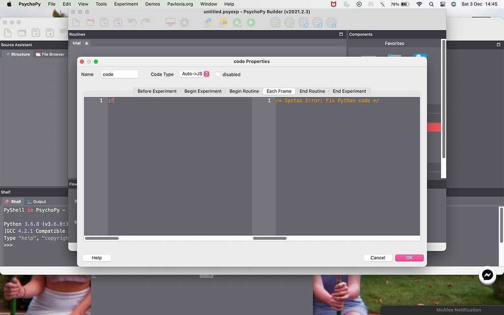 /* Syntax Error: Fix Python code */ - Builder - PsychoPy