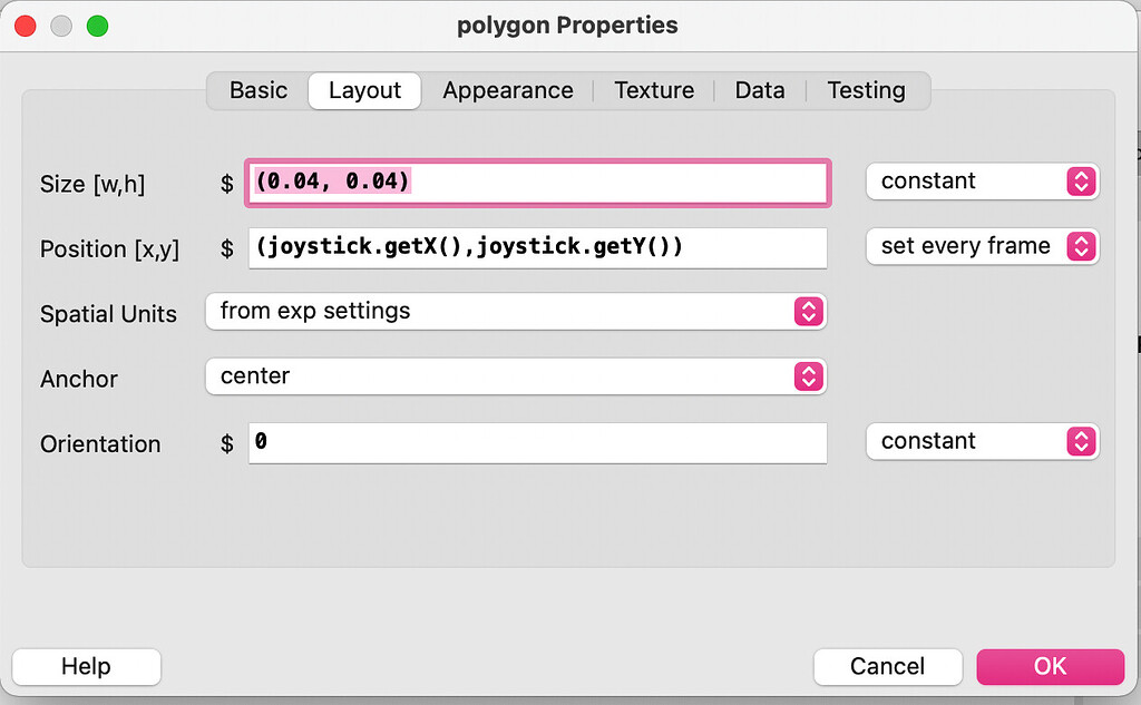 Move joystick across screen - Coding - PsychoPy