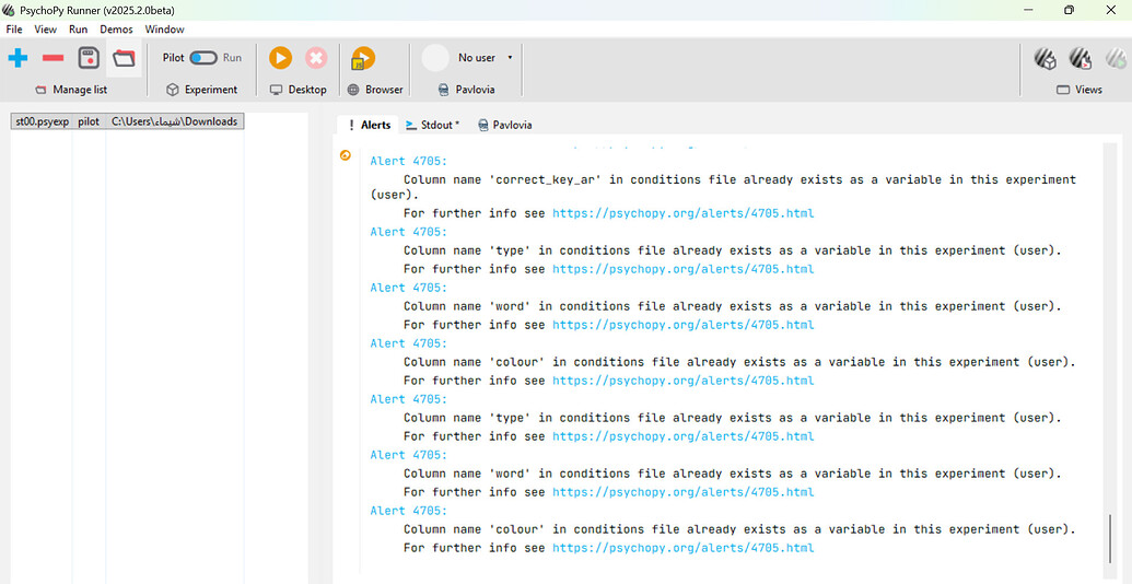 Fixing variable name conflicts in PsychoPy where all column names from a conditions file trigger ...