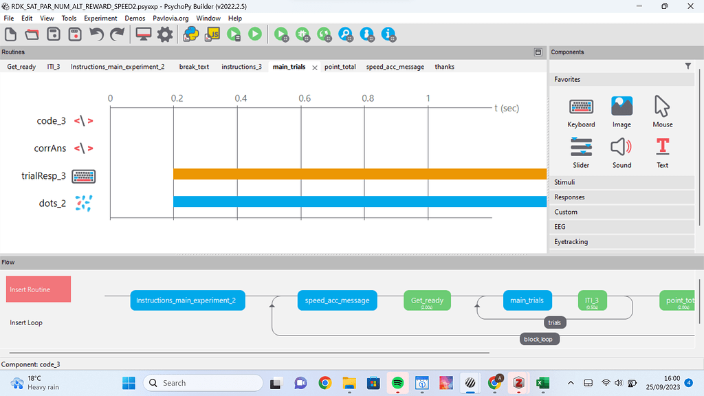 Alternating duration of dots stimulus - Builder - PsychoPy