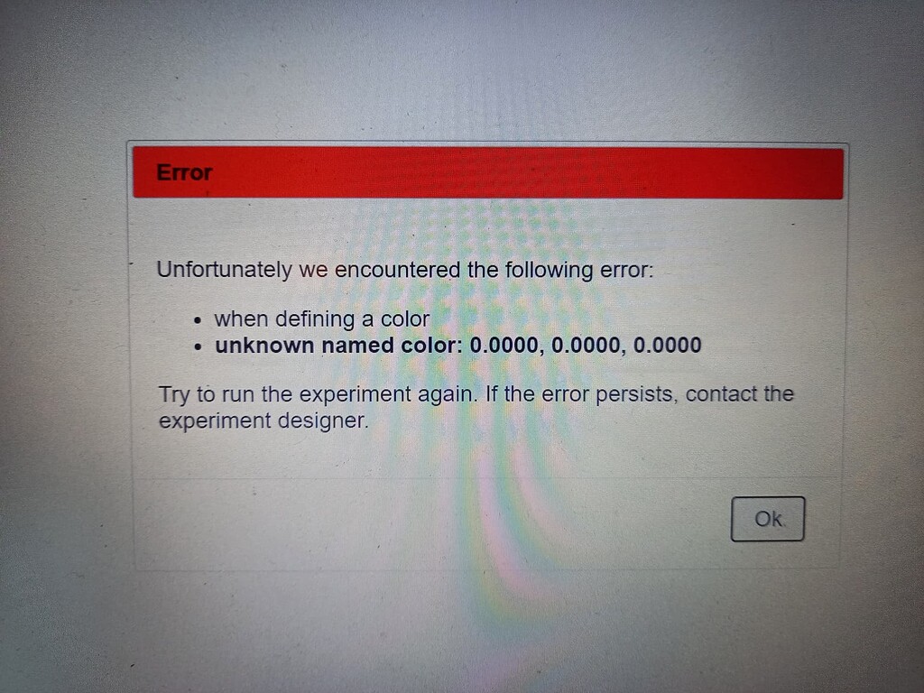 Error in relation to colour in pavlovia - Online experiments - PsychoPy