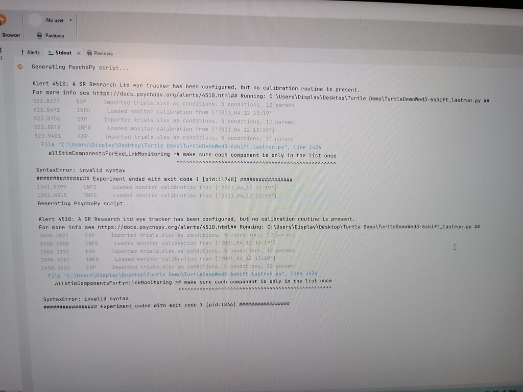 No calibration using the new plugins - Builder - PsychoPy