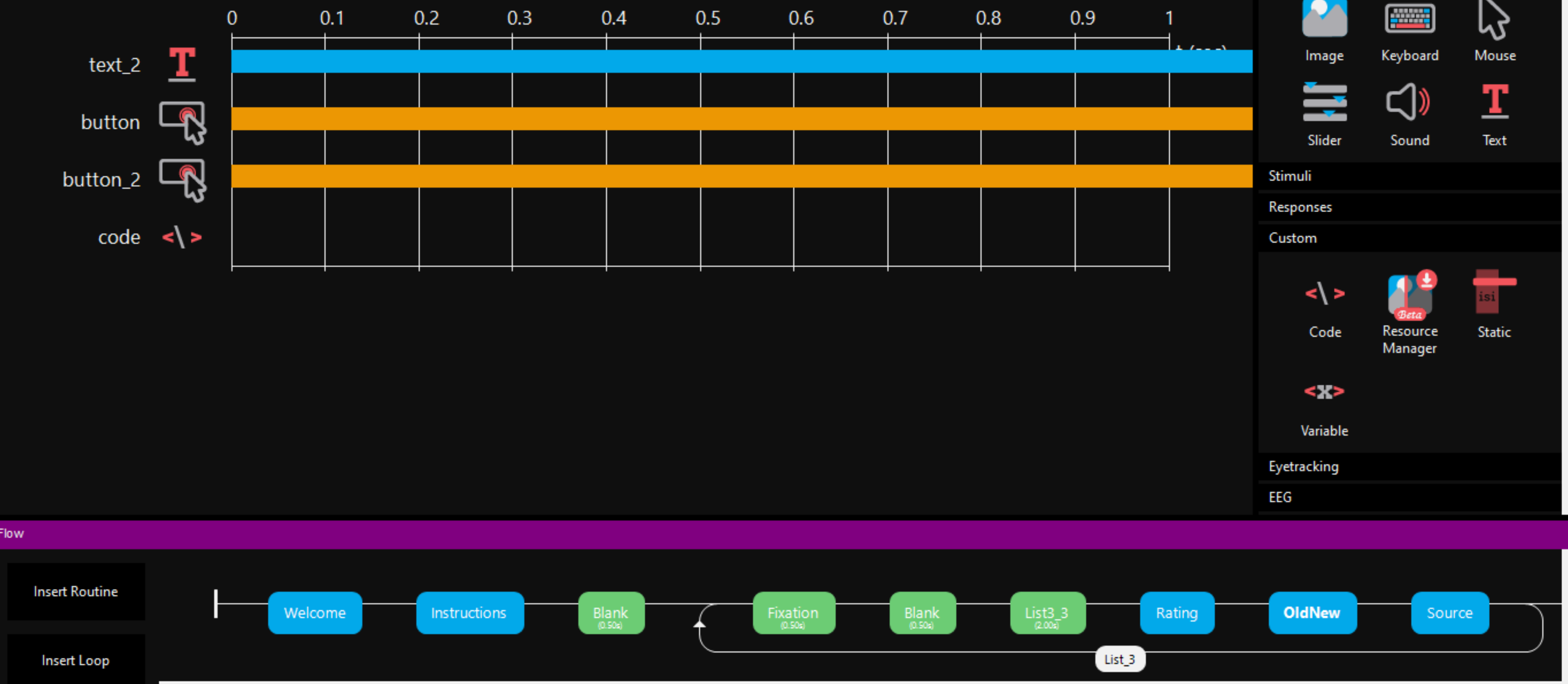 Skip next routine when 1 of 2 buttons is clicked - Builder - PsychoPy