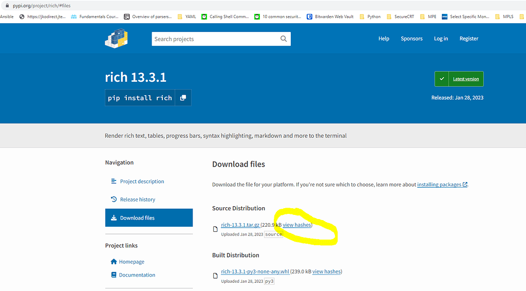 Unable to find hashes for python libraries - Python Help - Discussions on Python.org