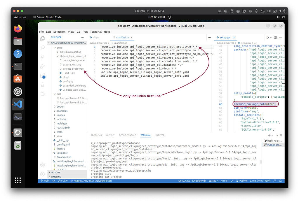 Project Setup runs on Mac, incomplete on ubuntu (due to case-sensitive MANIFEST name ...