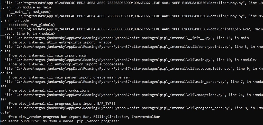 ModuleNotFoundError: No module named 'pip._vendor.progress' - Python ...