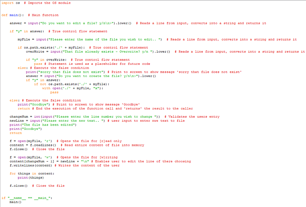 Help required with Edit program - Python Help - Discussions on Python.org