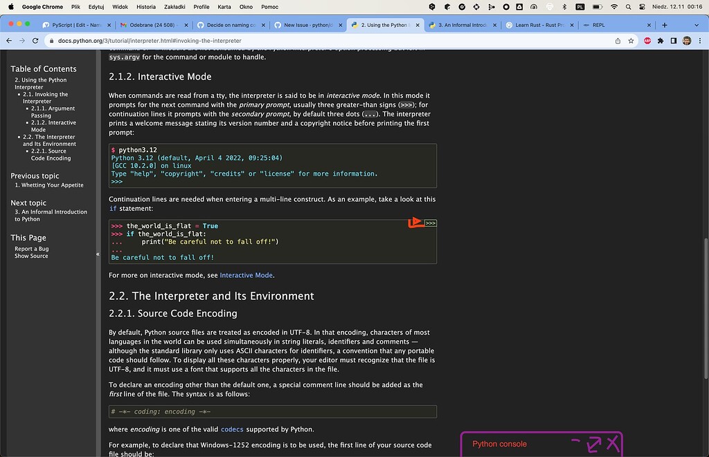Python console embedded in docs - Documentation - Discussions on Python.org