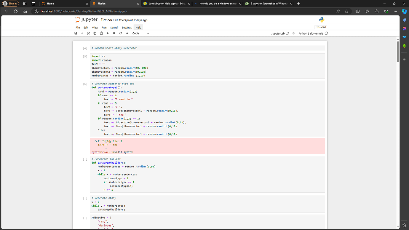 Syntax error I can't understand - Python Help - Discussions on Python.org