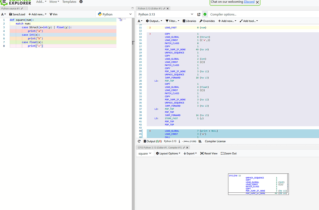 Python bytecode CFG added to compiler-explorer - Python Help ...