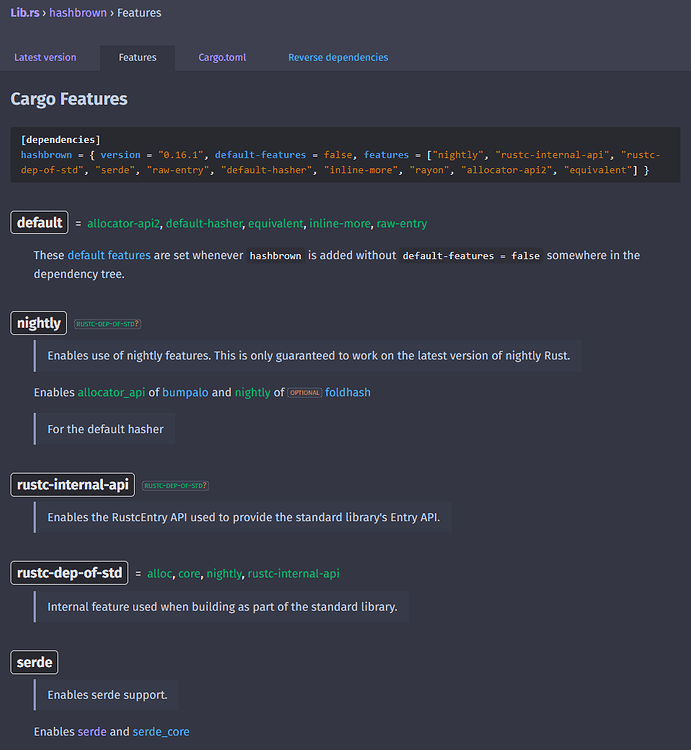 `[features]` in Cargo.toml should be allowed to have a description ...