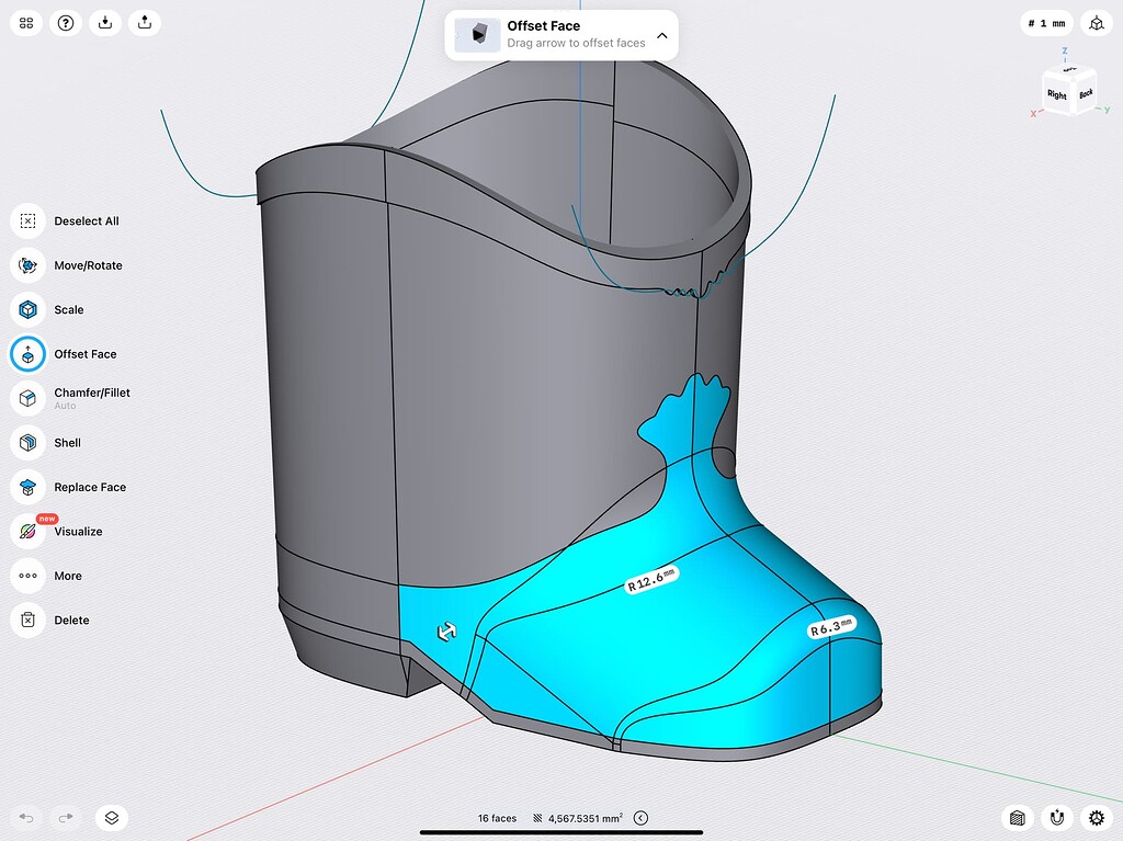 Help with offset face on boot model - Need help? We are here. - Shapr3D ...