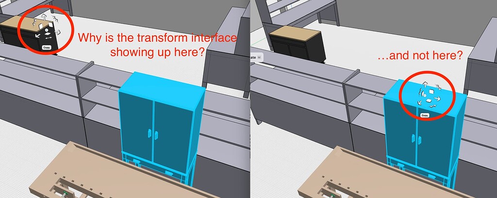 What determines the position of the transform/move interface? - Need help? We are here ...