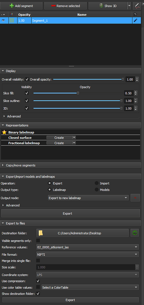 The exported label comes LAI while image is LAS - Support - 3D Slicer Community