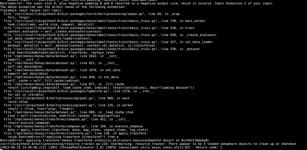 3 leaked semaphore objects to clean up at shutdown_MONAILabel - Support - 3D Slicer Community