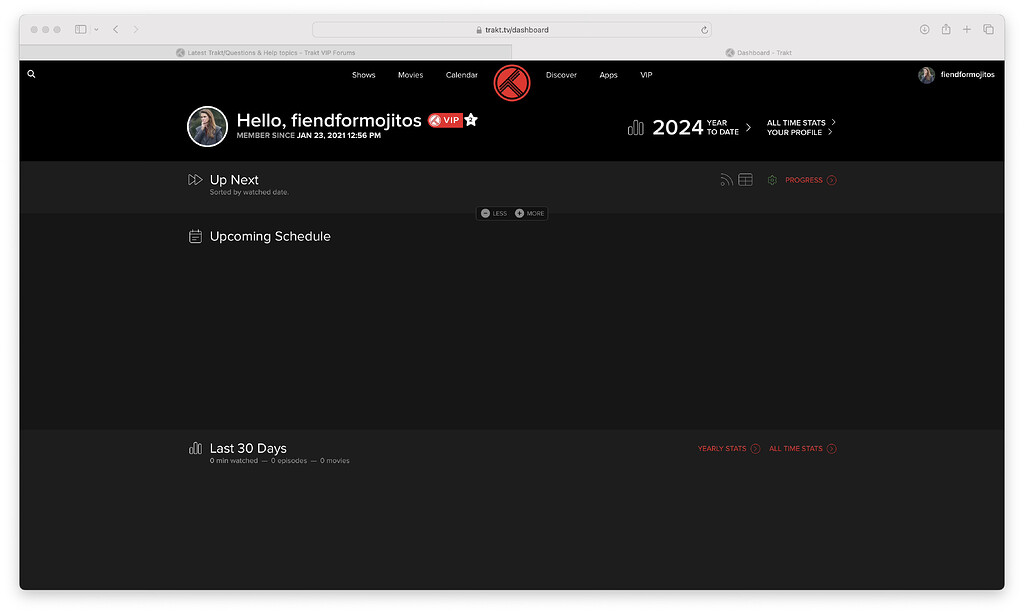 Dashboard bug on desktop - Questions & Help - Trakt Forums