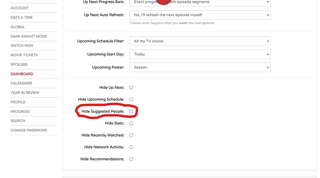 Suggested people in the Dashboard settings - Questions & Help - Trakt Forums