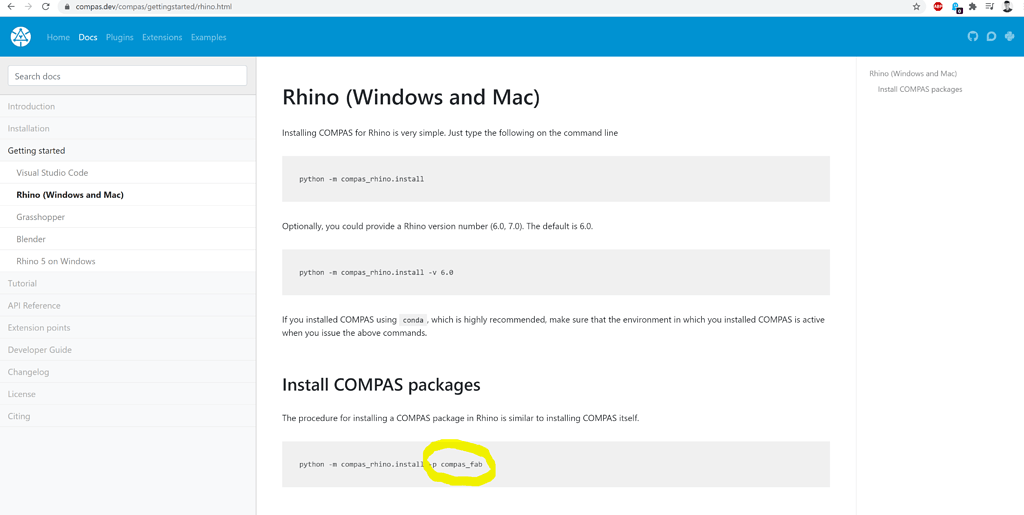 Compas installation for Rhino - Site Feedback - compas