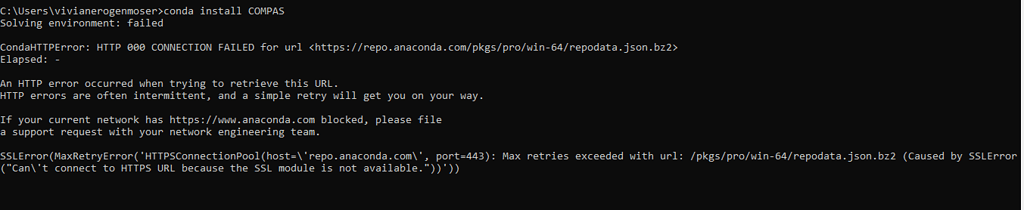 Installation Error COMPAS trough Anaconda - getting started - compas