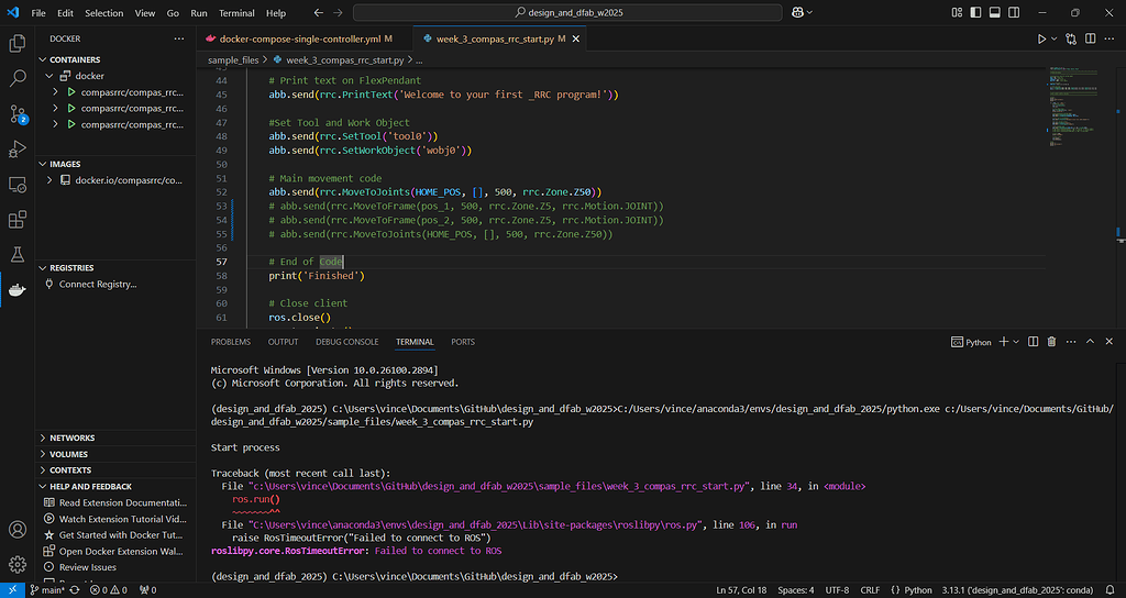 RosTimeoutError on virtual station and real controller - compas_rrc - compas