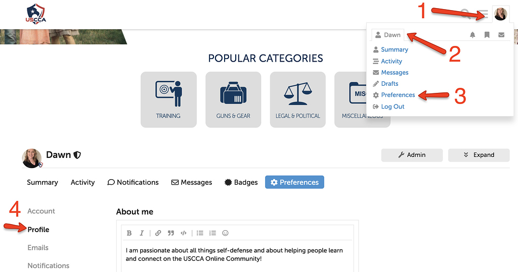 Add a Bio and Hometown to Your Profile - Community Information - USCCA ...