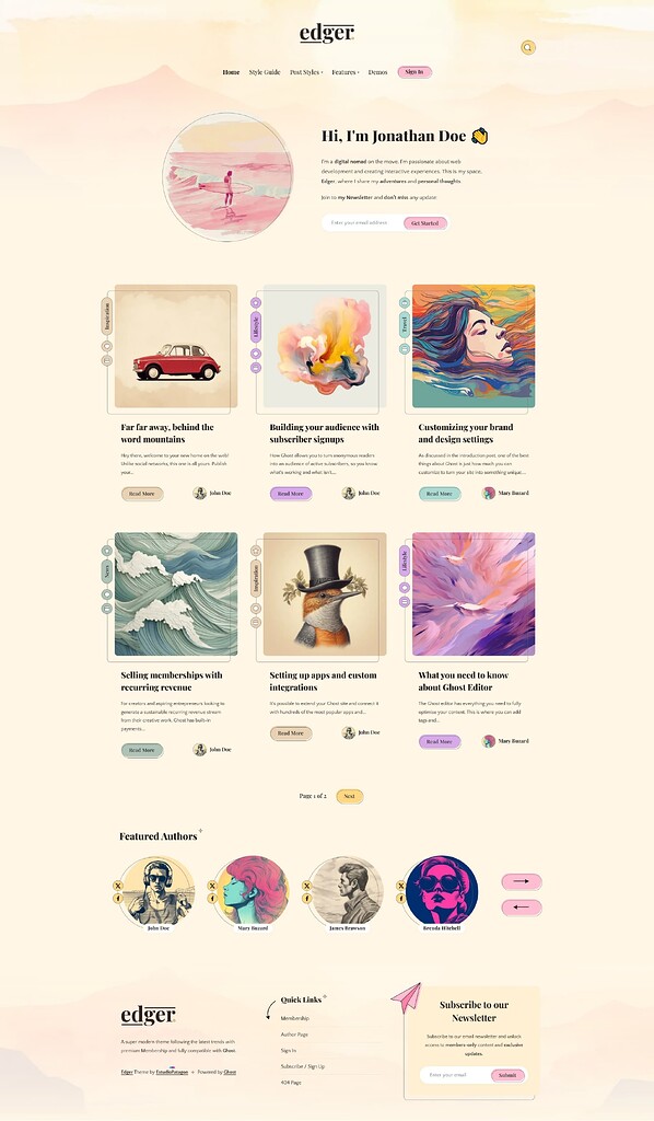 Edger - Modern & Lightweight theme for Ghost - Marketplace - Ghost Forum