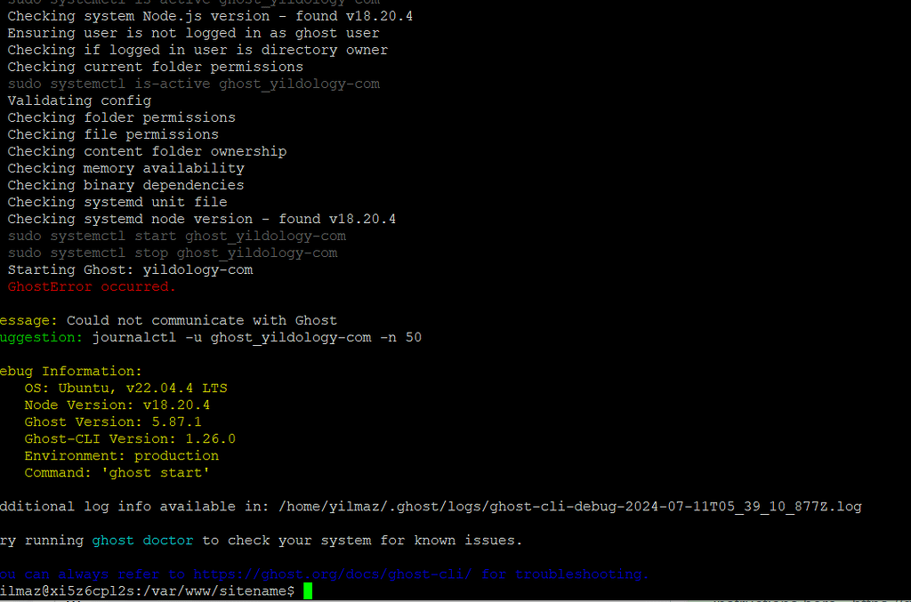 Ghost won't start - Installation - Ghost Forum