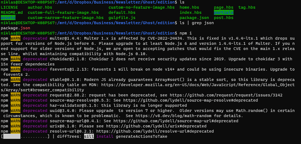 Npm install is hanging on generateActionsToTake - Developer help - Ghost Forum
