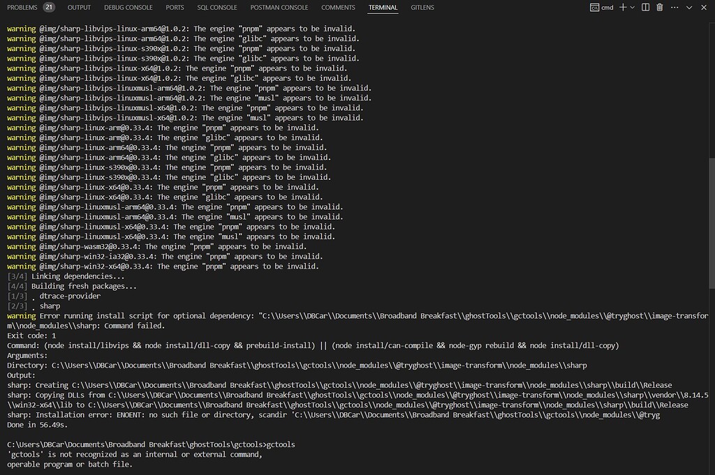 GCTools start error - Developer help - Ghost Forum