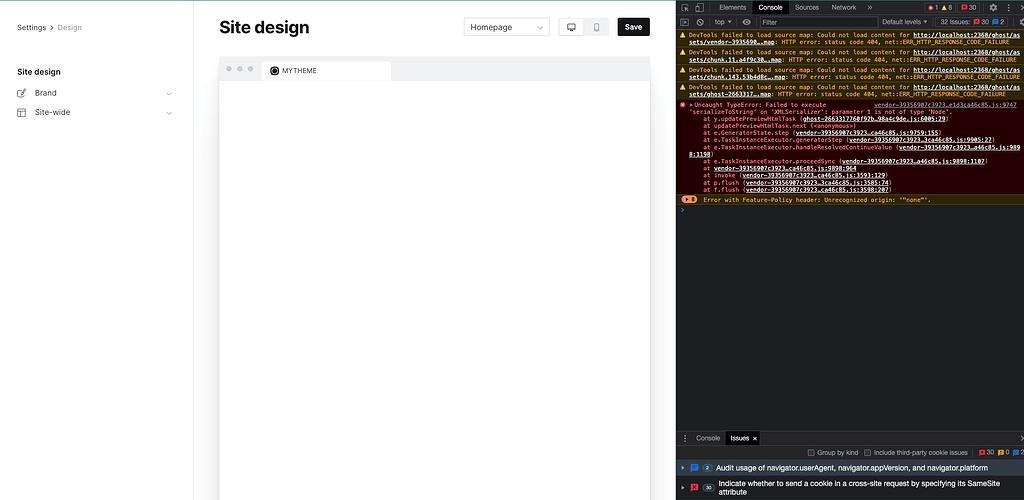 Site design preview in Ghost admin is blank - Developer help - Ghost Forum
