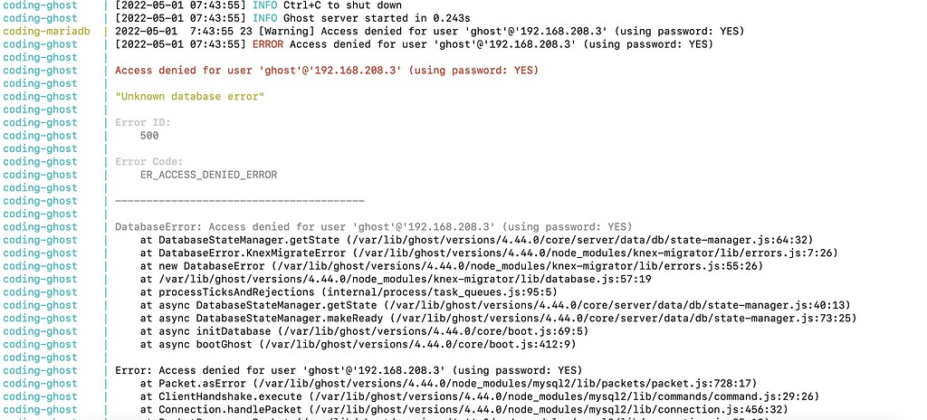 Database error while migrating ghost - Installation - Ghost Forum