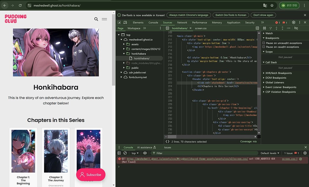 Strange CSS load error forever - Developer help - Ghost Forum