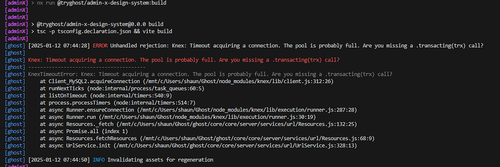 Issue while running "yarn dev" in windows 11 system using WSL2 - Installation - Ghost Forum
