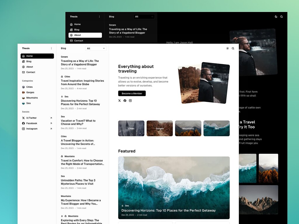 Thesis — Minimal and Light Theme for Personal Blogs with unique sidebar - Marketplace - Ghost Forum